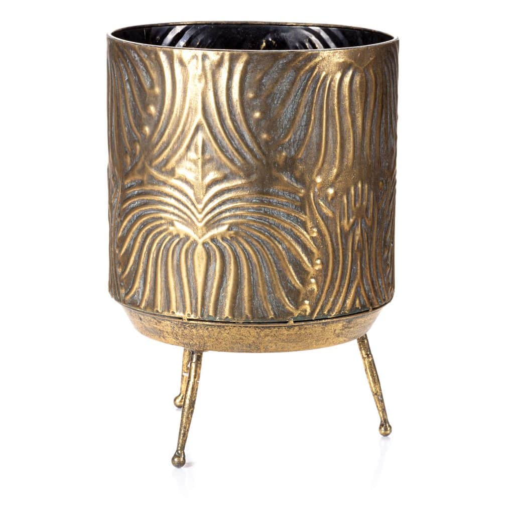 Mayan Planter on Legs 35 - Antique Gold Finish - Takasho Australia