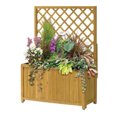 Wooden Trellis Box - 90cm (with liner) - Natural - FSC 100% - Takasho ...